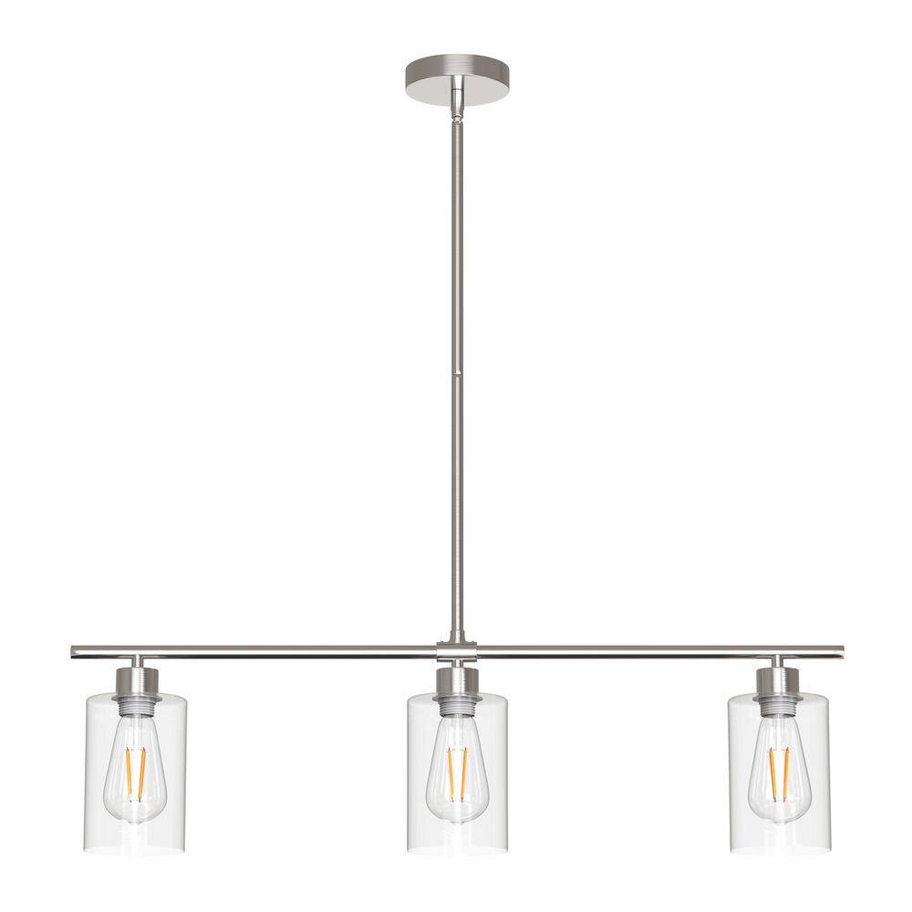Briignite 3-Light Chrome Linear Pendant for Kitchen Island with Clear ...