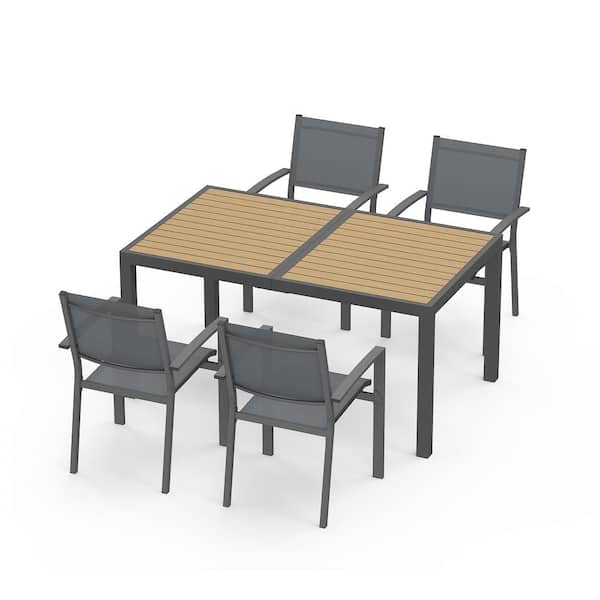 SUNVIVI Modern Lifestyle Casual Outdoor Black Frame 5-Piece Aluminum ...