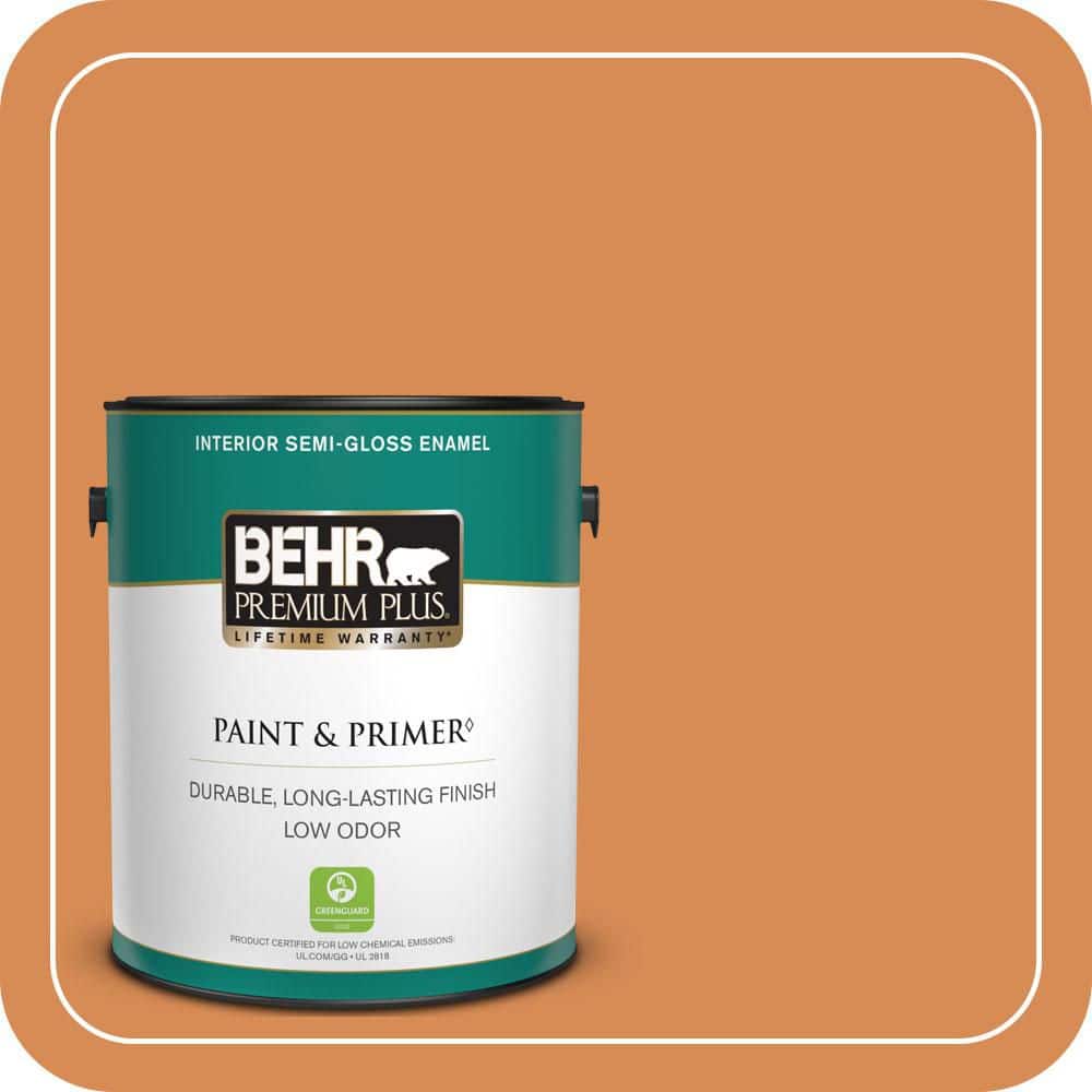 BEHR PREMIUM PLUS 1 gal. #260D-5 Amber Wave Semi-Gloss Enamel Low Odor ...