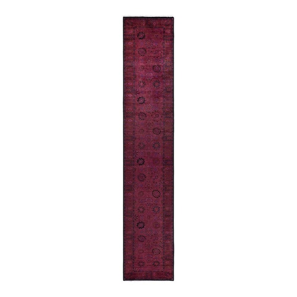 Chloe & Olivia Home Overdyed Pink 3 ft. x 14 ft. Solid Wool Indoor ...