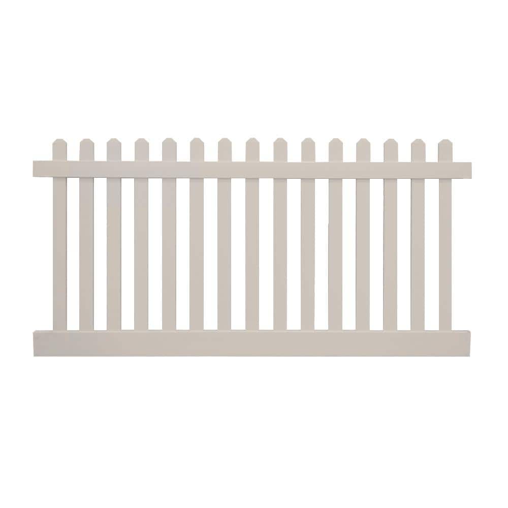 Weatherables Plymouth 3 ft. H x 6 ft. W Tan Vinyl Picket Fence Panel ...