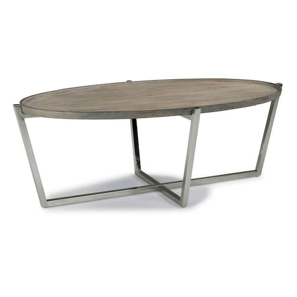 HOMESTYLES Rae 52 in. Weathered Gray Oval Coffee Table W1433-033 - The ...