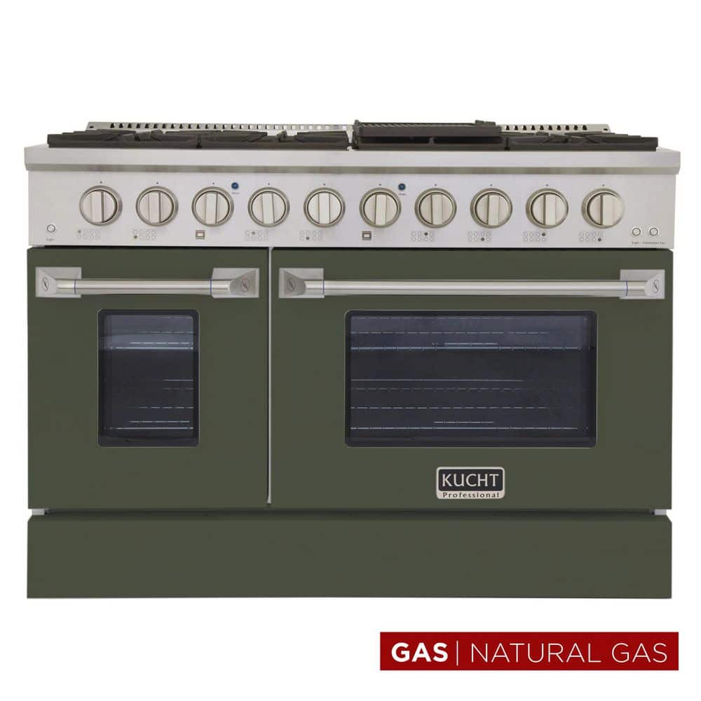 Kucht Pro-Style 48 in. 6.7 cu. ft. 8-Burners with Double Oven Natural ...