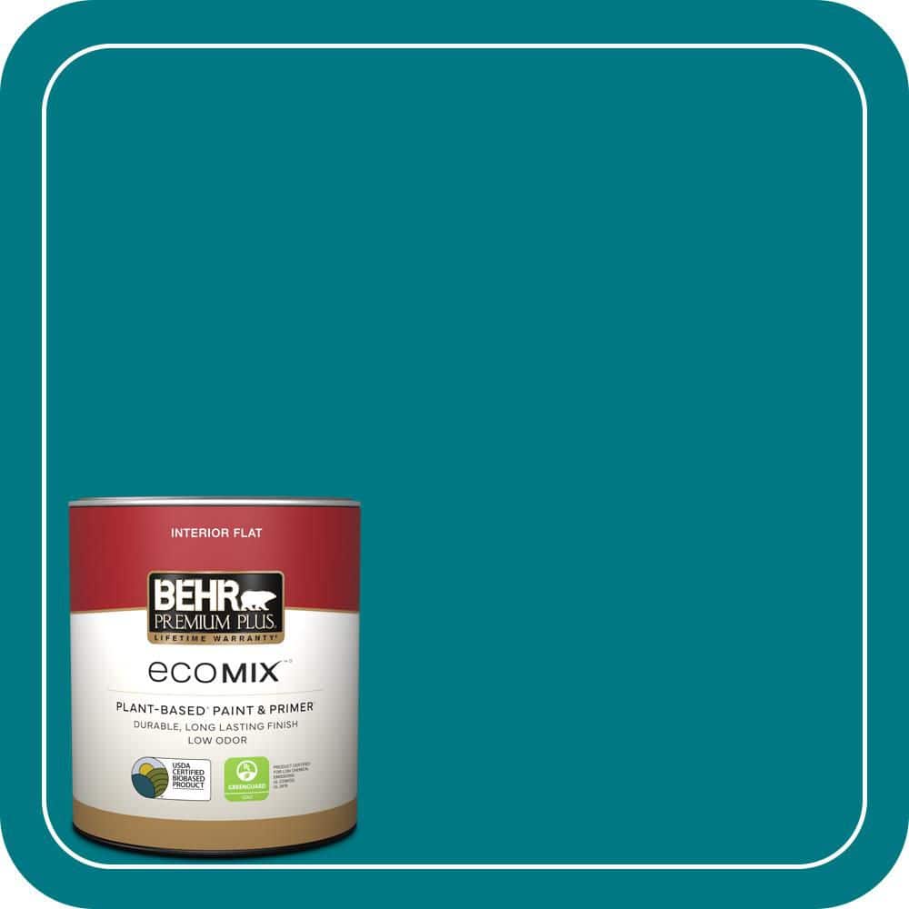 BEHR PREMIUM PLUS 1 qt. #P470-7 The Real Teal Flat EcoMix Plant-Based ...