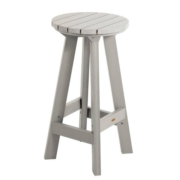 Highwood Birch Harbor Grey Round Recycled Plastic Bar Height Outdoor Bar Stool AD-STBF01-HGR ...