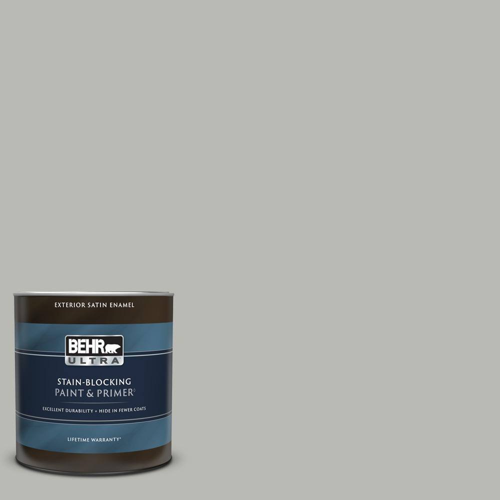 BEHR ULTRA 1 qt. #PPU18-11 Classic Silver Satin Enamel Exterior Paint ...