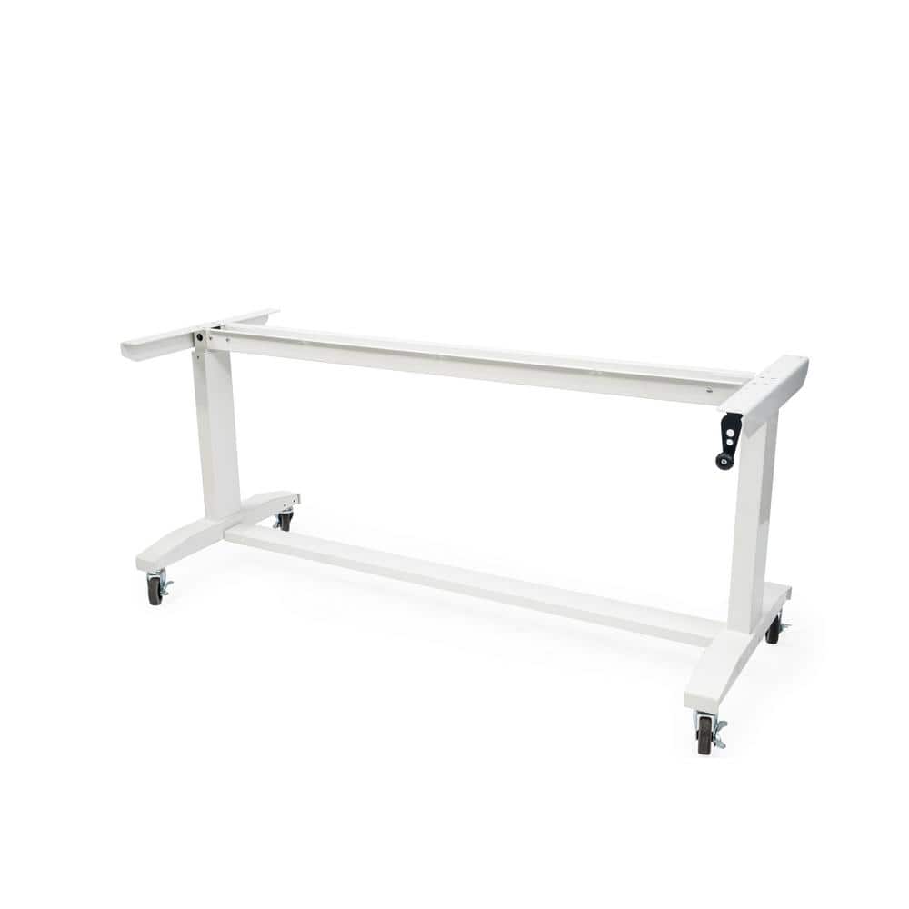 Husky 62 in. W x 24 in. D Adjustable Height Workbench Table in White ...