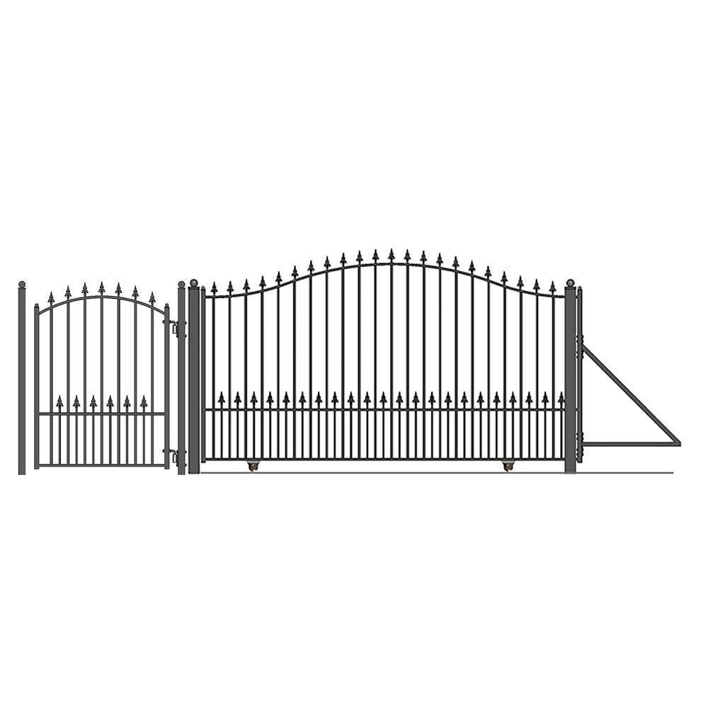 ALEKO 17 ft. x 6 ft. x 12 ft. Black Steel Single Sliding Driveway Gate ...