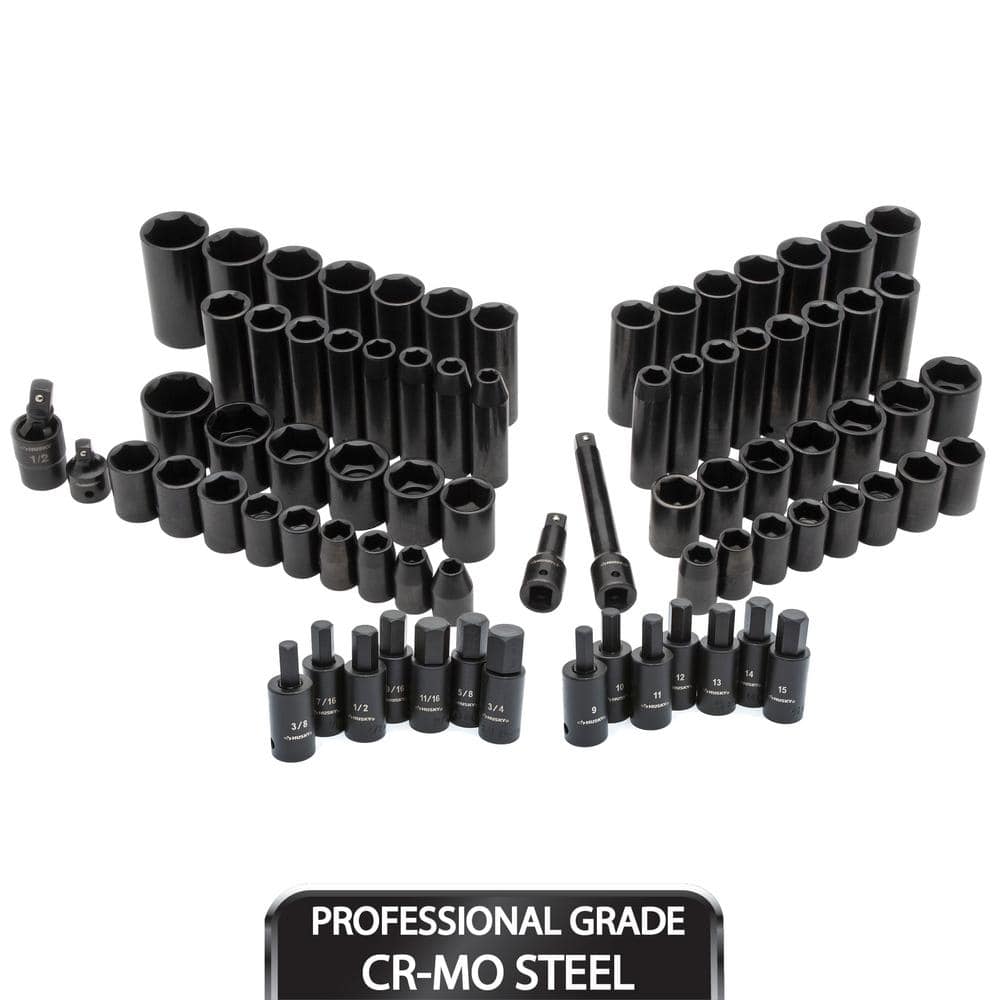 Husky 1/2 in. Drive Master 6-Point Impact and Hex Bit Socket Set (78 ...