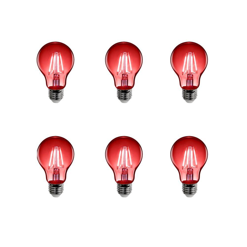Feit Electric 25-Watt Equivalent A19 Dimmable Filament Red Colored ...