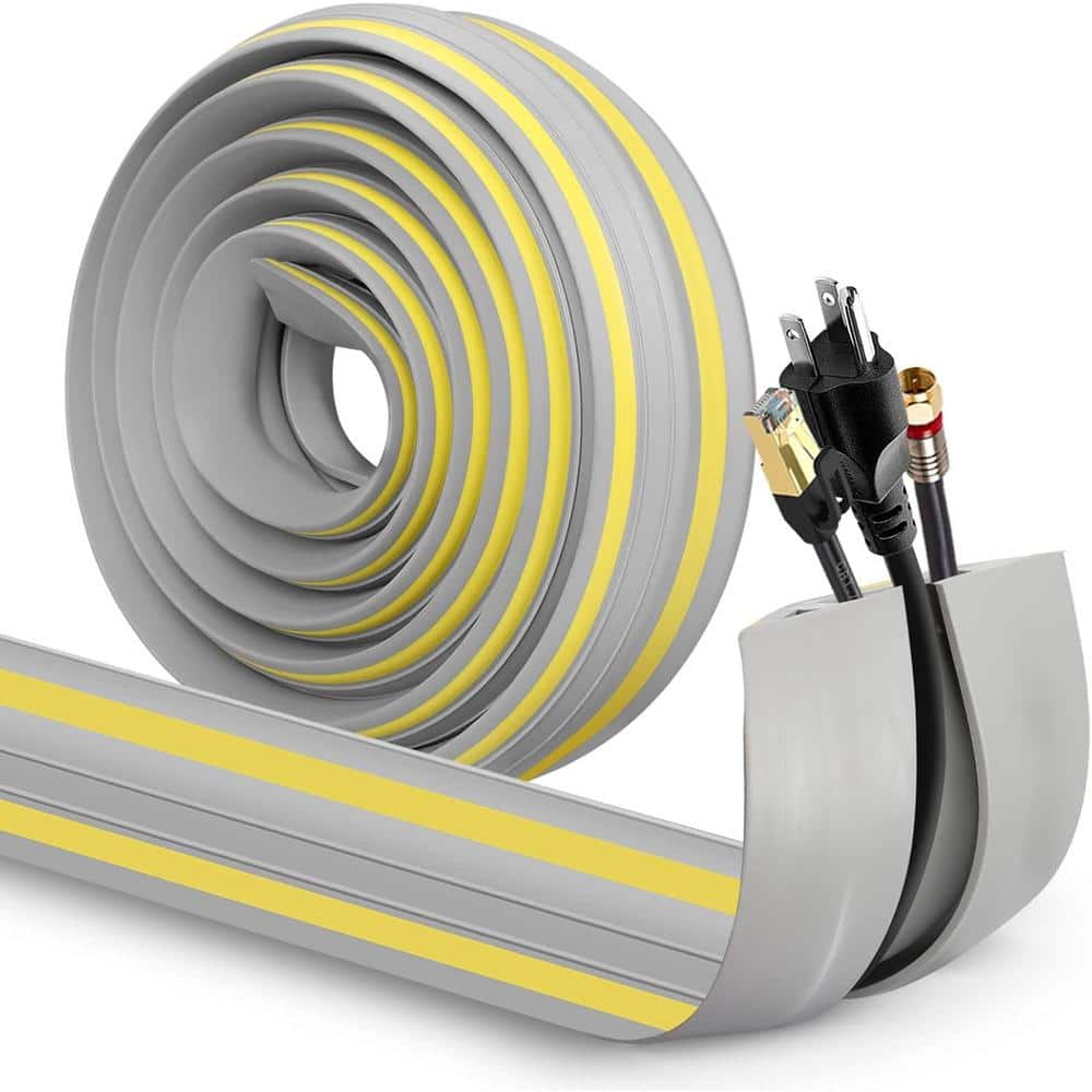 Ahfiwaso 10 ft. Heavy Duty PVC Flexible Floor Cable Cover, Cord Hider ...