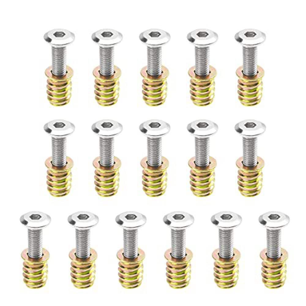 KIWDZFU 16 Sets M6x25 Furniture Screw Nut Threaded Inserts Bolt ...