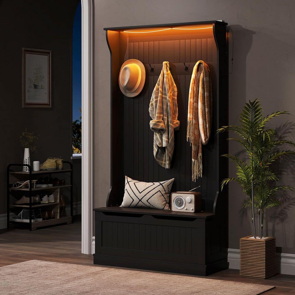Reviews for HOMCOM 3-In-1 Hall Tree with LED Lights and Shoe Storage ...
