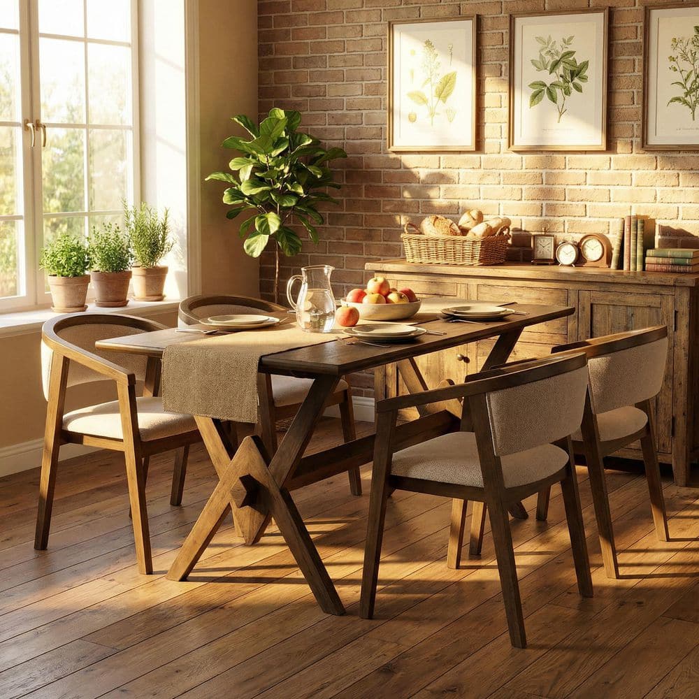 CHRISTOPHER KNIGHT HOME Germaine 5-Piece Khaki, Walnut Wood Top Dining ...
