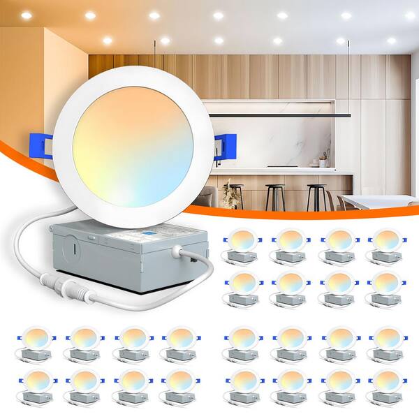 TOZING Integrated LED 6 in. Round Canless Recessed Light Flush Mount ...