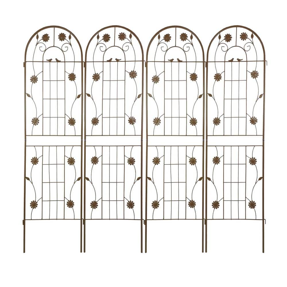 Brown 71 in. Metal Garden Trellis, Rustproof Outdoor Trellis for ...