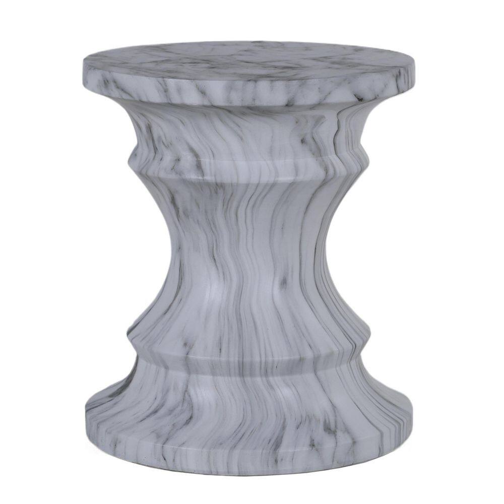 1-PC Grey Composite Faux Terrazzo Outdoor Side Table, Modern Round ...