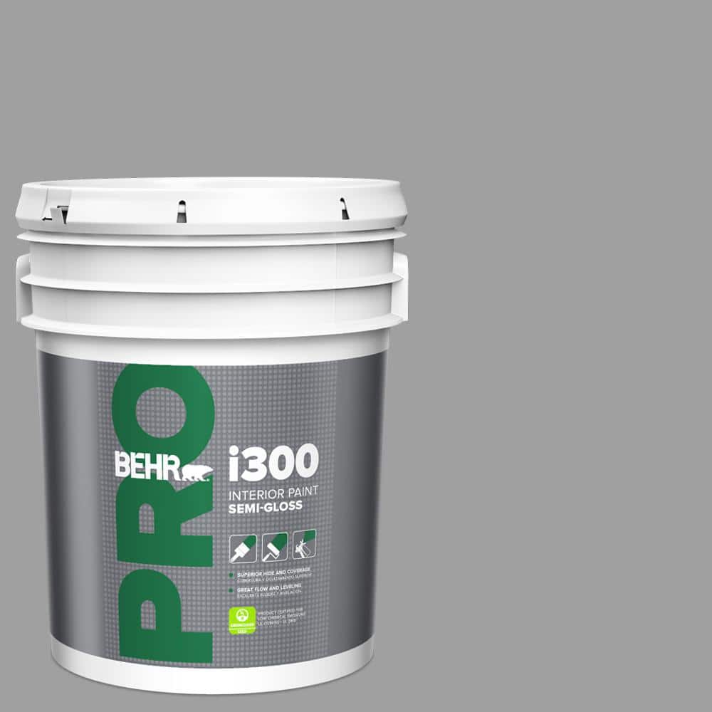 BEHR PRO 5 gal. #PPU26-06 Elemental Gray Semi-Gloss Interior Paint ...