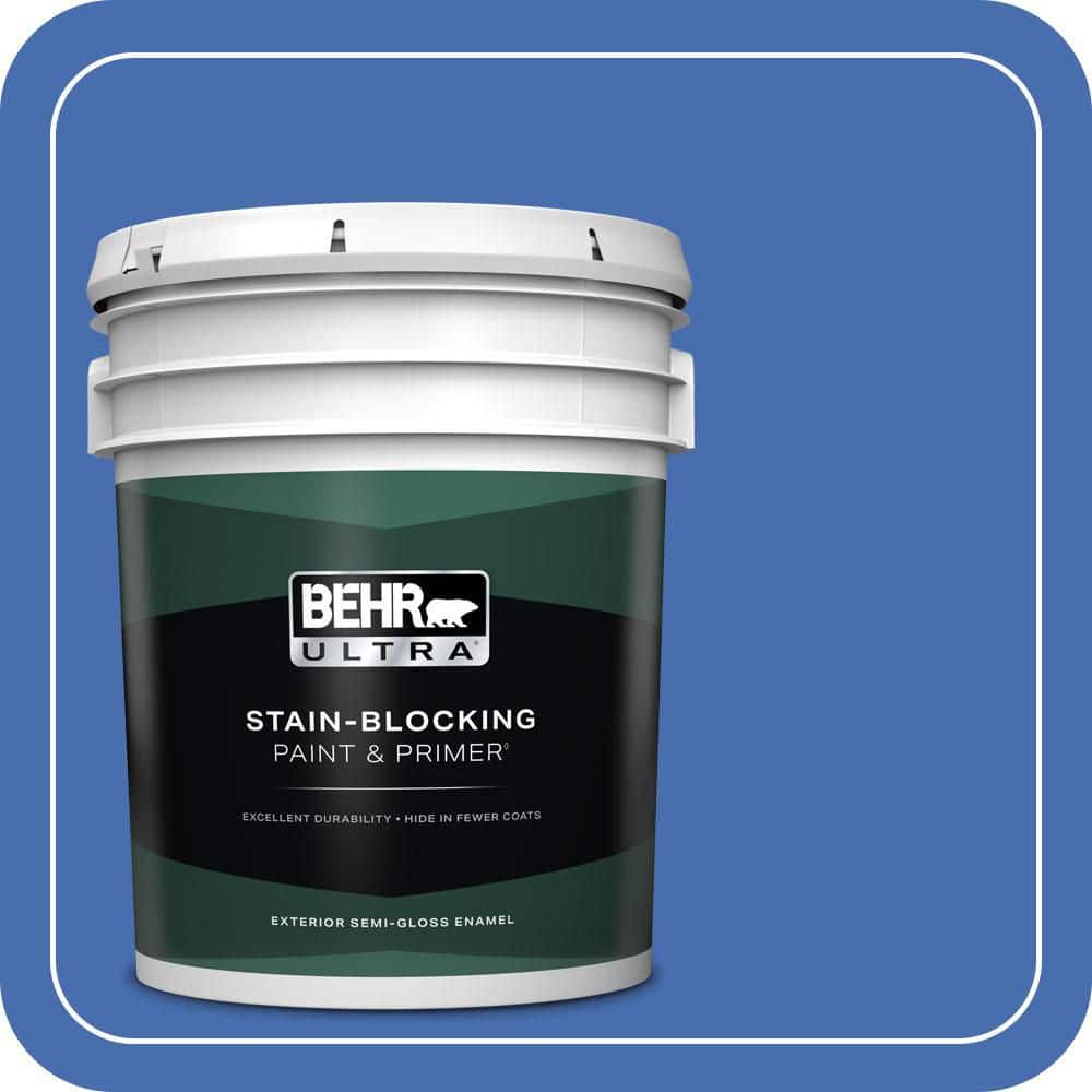 BEHR ULTRA 5 gal. #PPU15-05 New Age Blue Semi-Gloss Enamel Exterior ...