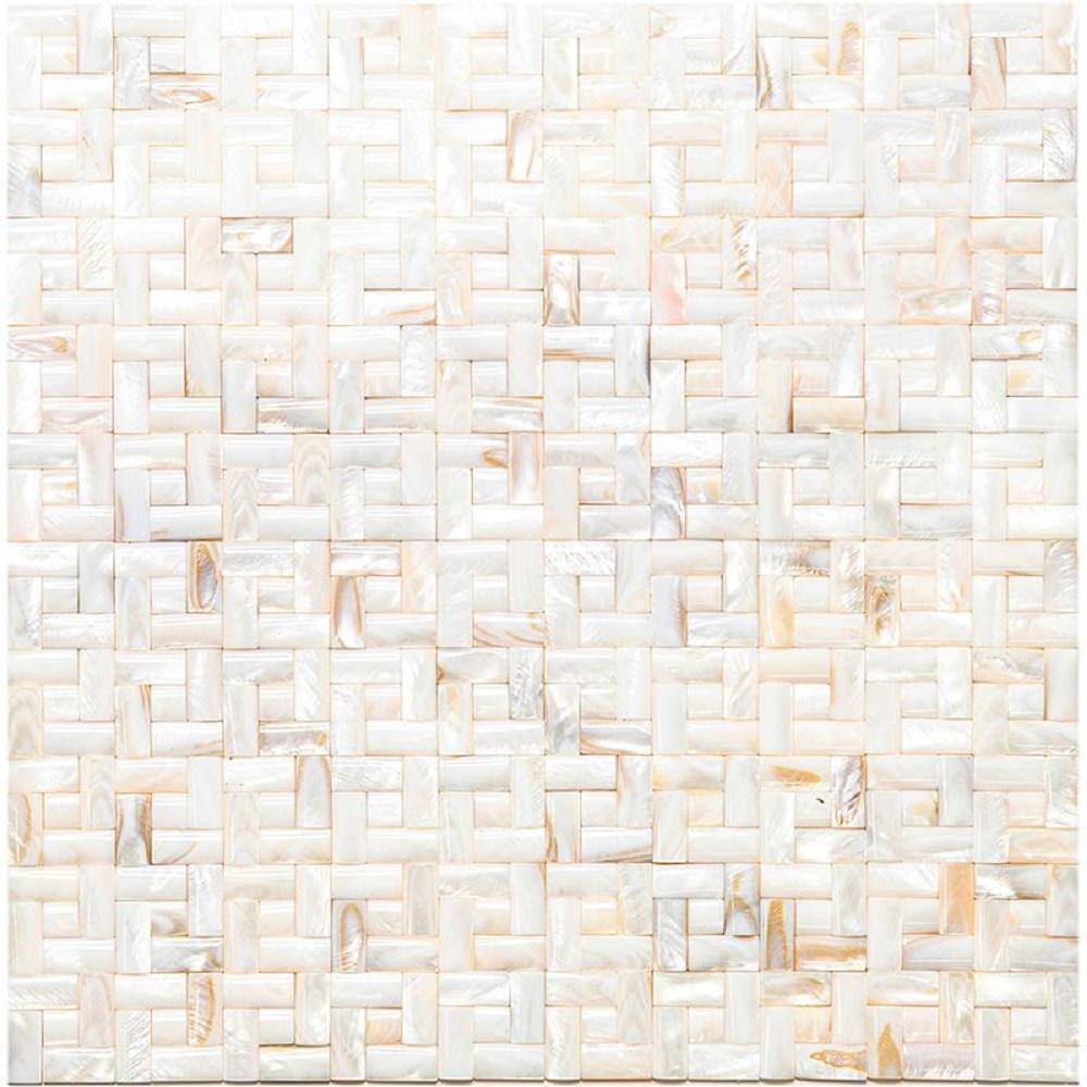 Apollo Tile Beige and White 4 in. x 5 in. Weave Pearl Polished Natural ...