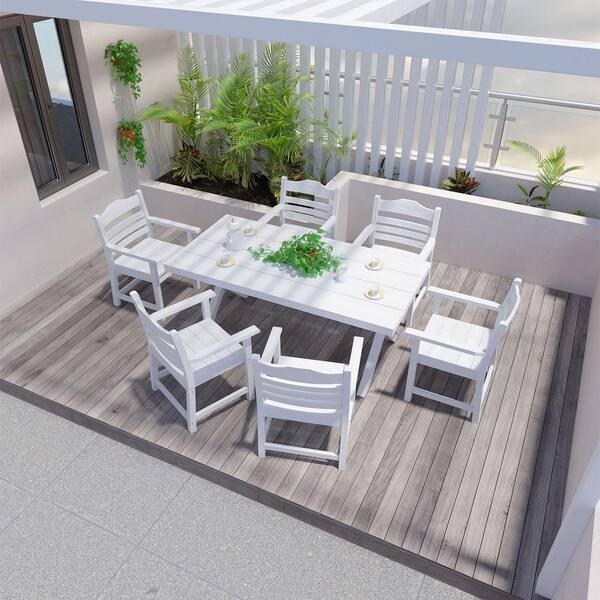 Simple HDPE Outdoor Dining Chair in Pure White with Armset Set of 2 ...