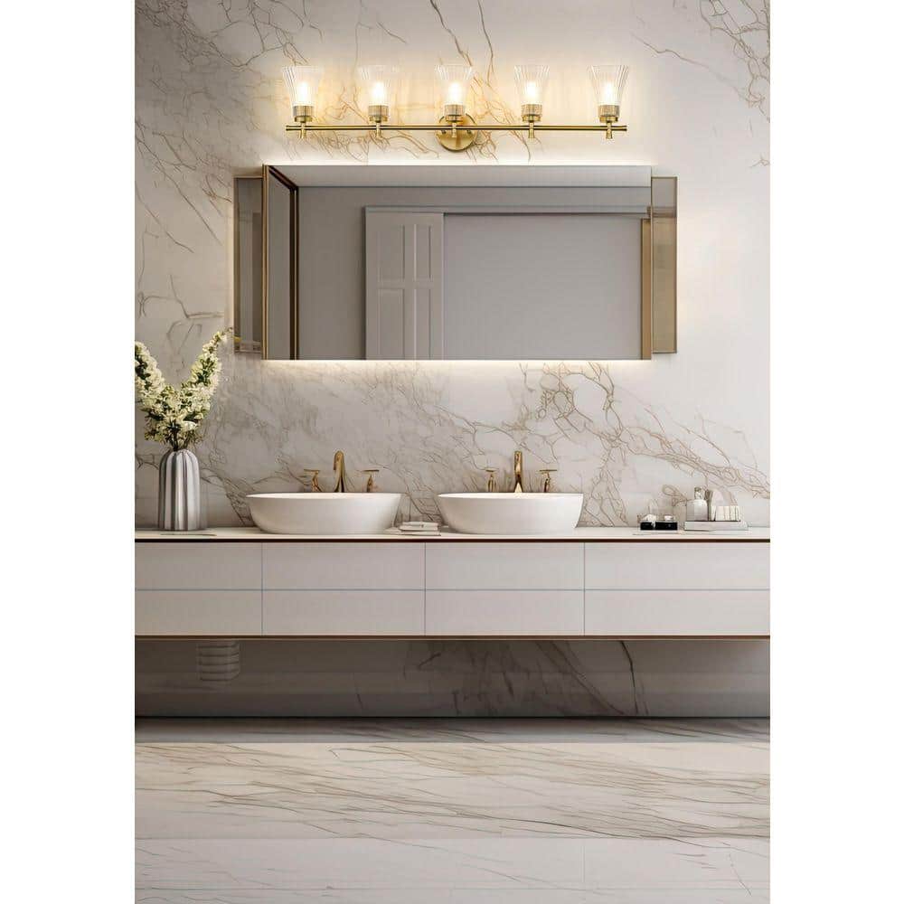 Filament Design Belle 42 in. 5 Light Modern Gold Vanity Light with ...