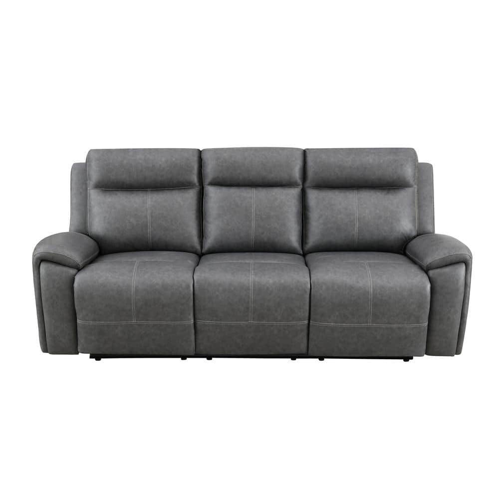 Steve Silver Gaston 3-Piece Gray Leather Living Room Set Sofa, Loveseat ...