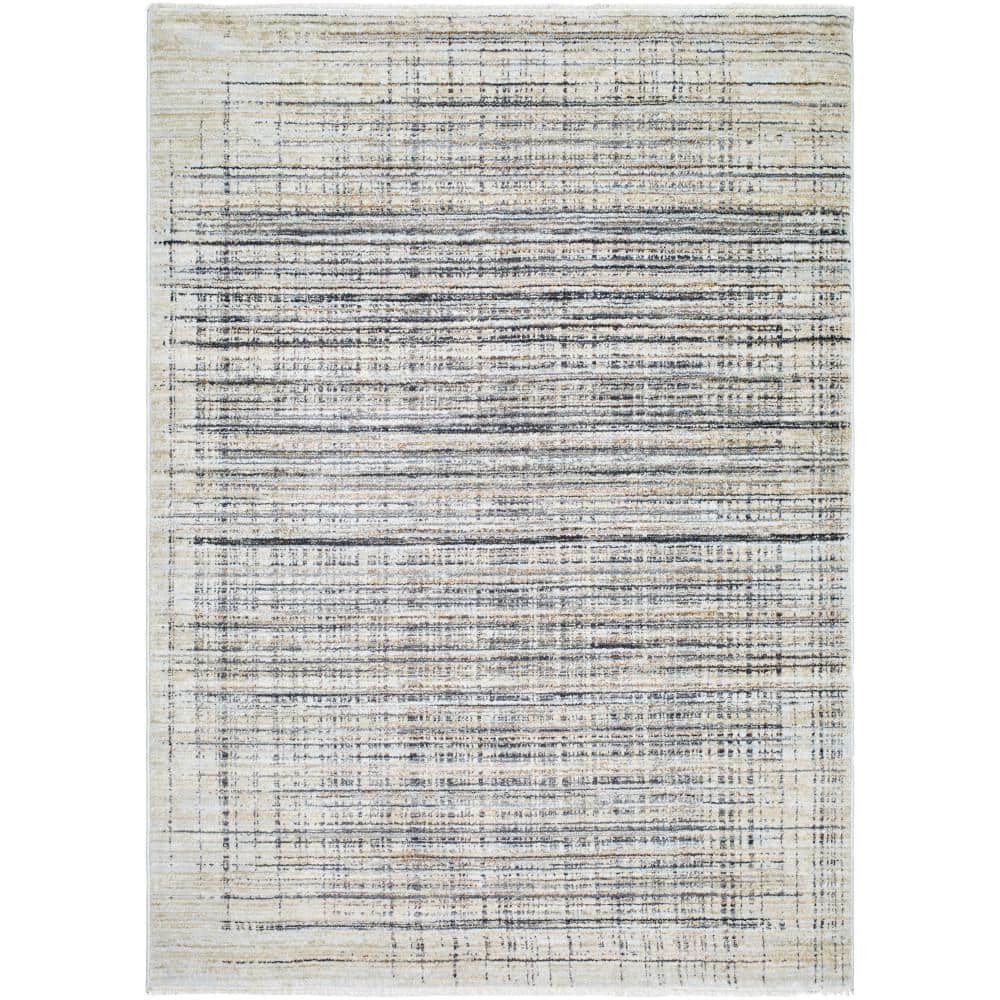 Livabliss Rojin Oatmeal/Light Blue Striped 5 ft. x 8 ft. Indoor Area Rug ROJ2311-5377 - The Home ...