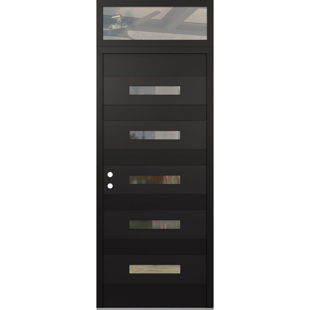 Tessari Doors D9 36 in. x 96 in. Black P Right-Hand/Inswing Clear Glass ...