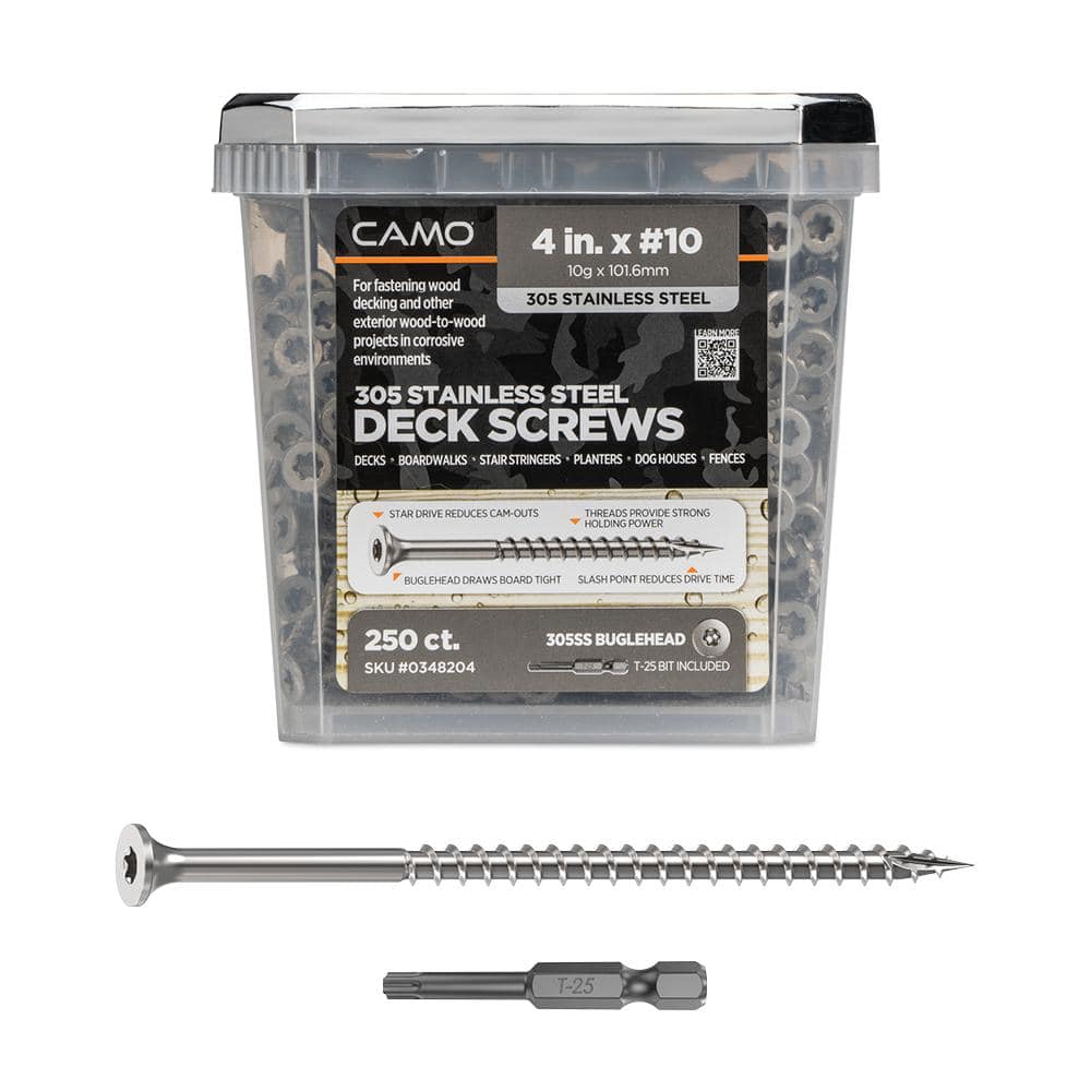 CAMO #10 4 in. 305 Stainless Steel Premium Star Drive Bugle-Head Deck ...