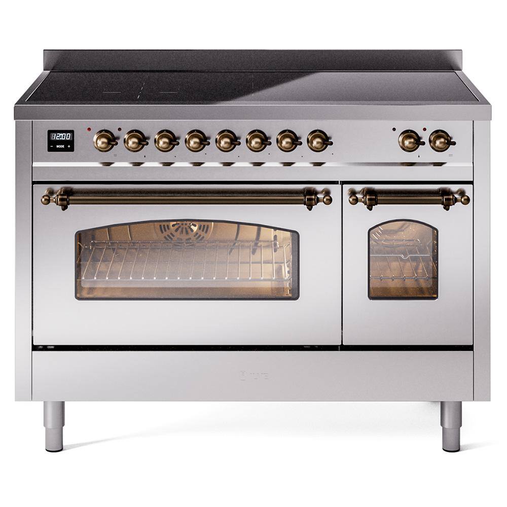 ILVE Nostalgie 48 in. 6 Zone Freestanding Double Oven Induction Range ...