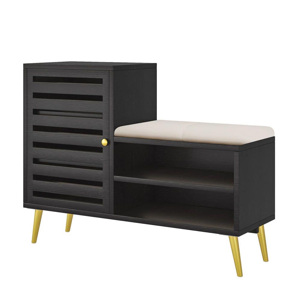 VECELO Shoe Storage Cabinet with Adjustable Shelf Entryway Bench ...