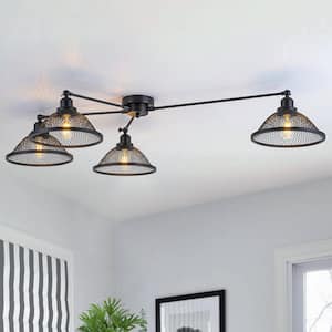 Artika Emiko 15 in. 1 Light Black and Rattan 5CCT Integrated Selectable ...