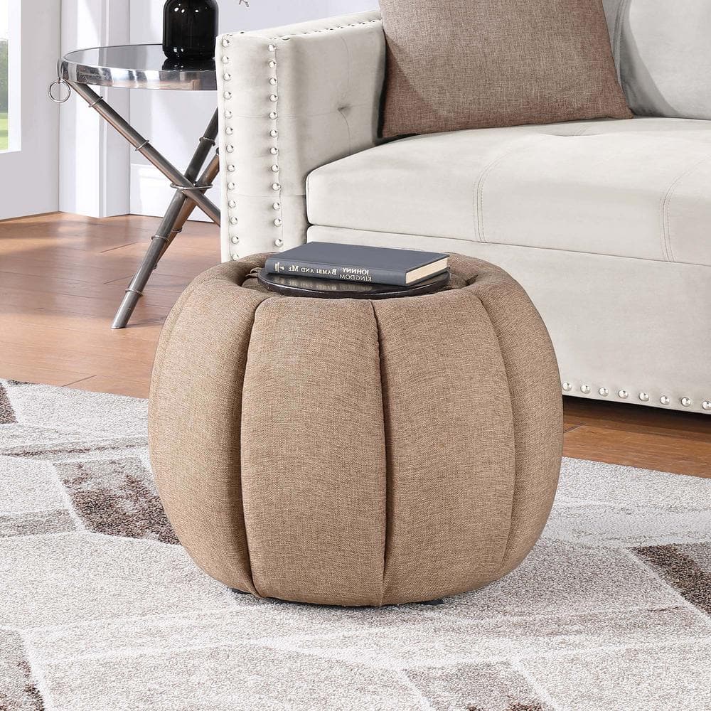 Convenience Concepts Designs4Comfort Daisy Tan Fabric Storage Ottoman ...