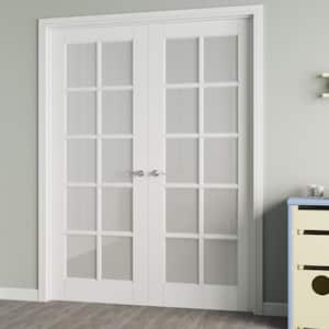 ARK DESIGN 64 in. x 80 in. Universal 10-Lite Frosted Glass White Solid ...