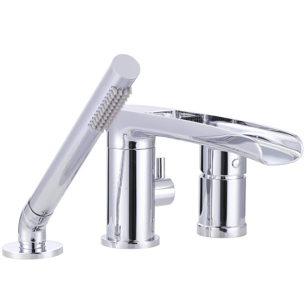 ARCORA Waterfall Single-Handle Floor-Mount Roman Tub Faucet with Hand ...