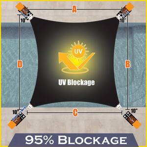 Super Ring 16 ft. x 18 ft. Sun Shade Sail with Hardware Kit-Black SK ...