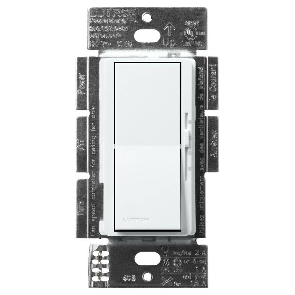 Lutron Diva 3-Speed Fan Control and Light Switch, Single-Pole/3-Way, 1 ...