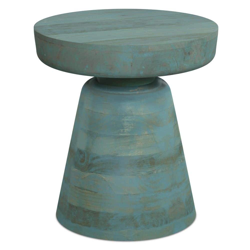 Simpli Home Robbie Solid Mango Wood 16 in. Wide Round Boho Contemporary ...