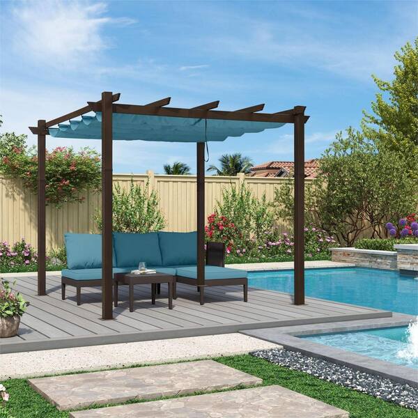PURPLE LEAF 10 ft. W x 10 ft. D Modern Bronze Aluminum Pergola with ...