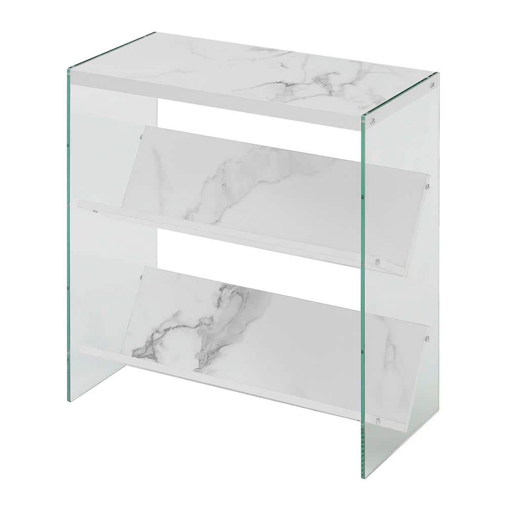 Convenience Concepts SoHo 27.75 in. H White Faux Marble/Glass 3 Shelf ...