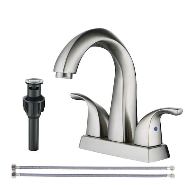 IVIGA 4 in. Centerset 2-Handle High Arc Vintage Gooseneck Bathroom ...
