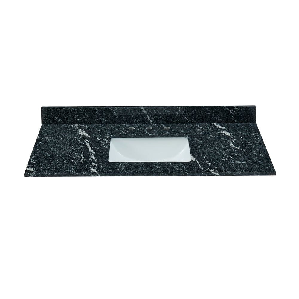 Tile and Top Tile and Top 43 in. W x 22 in. D Granite White Rectangular ...
