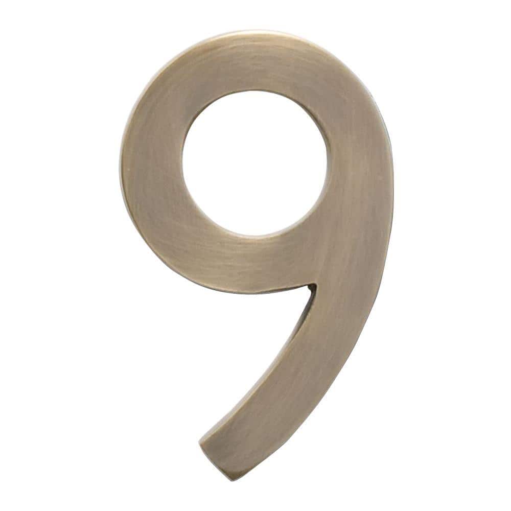 Architectural Mailboxes 5 in. Antique Brass Floating House Number 9 ...
