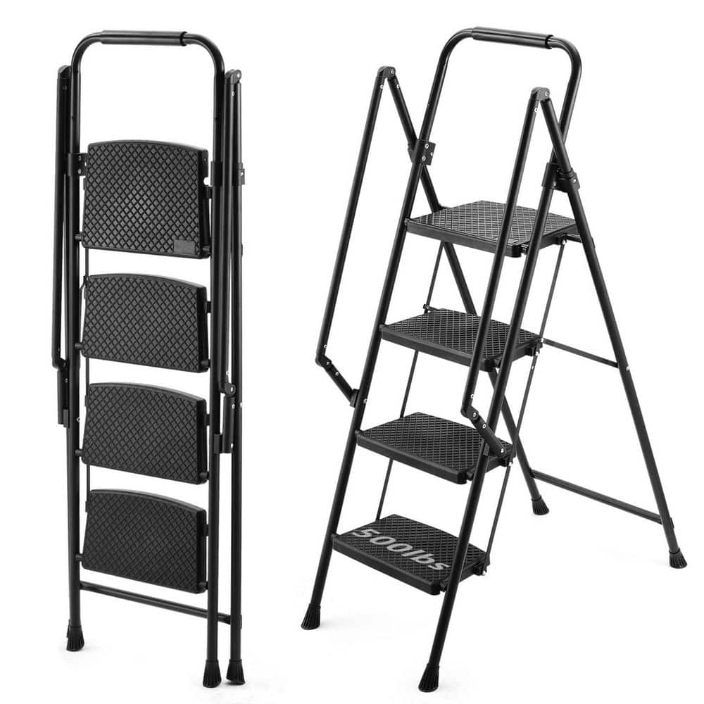 Silverpark 4.5 ft. Steel Folding Step Ladder (9 ft. Reach Height) with ...