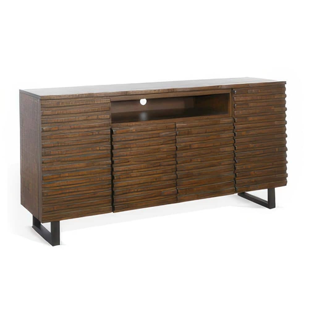 Benjara Desy Brown TV Stand Entertainment Center Fits TV's up to 60 to ...