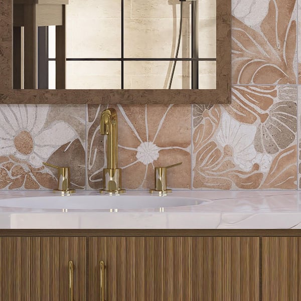 Merola Tile Adagio Decor Fiori 10 in. x 10 in. Porcelain Floor and Wall ...