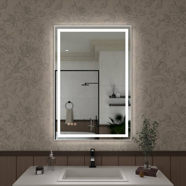 Hermitage Bath Spring 24 in. W x 36 in. H Rectangular Frameless LED Wall Bathroom Vanity Mirror ...