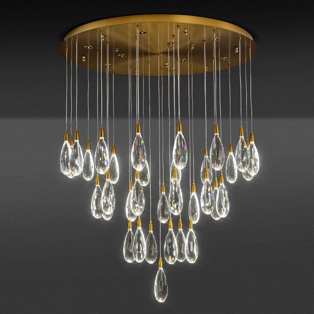 YUYI 189 in. H 43-Light Gold LED Globe Crystal Chandelier Luxury ...