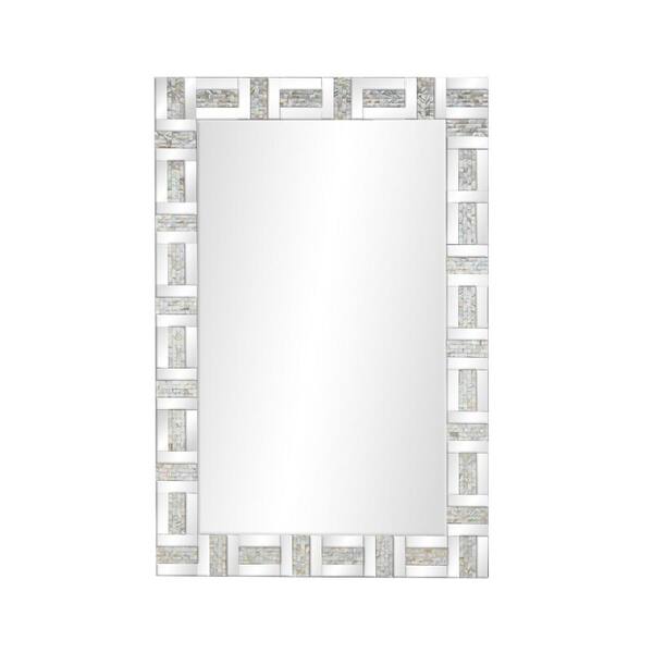 Litton Lane 47 in. x 32 in. Geometric Rectangle Framed Silver Wall ...